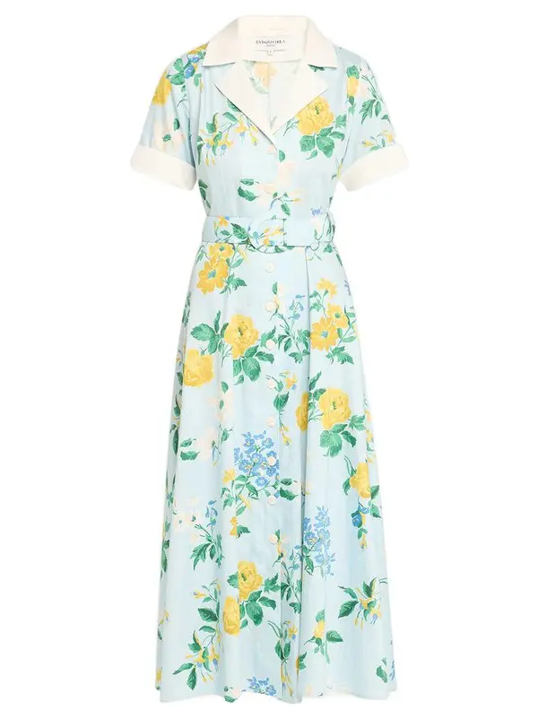 Evi Grintela Clara Floral-print Shirtdress - Blue Multi
