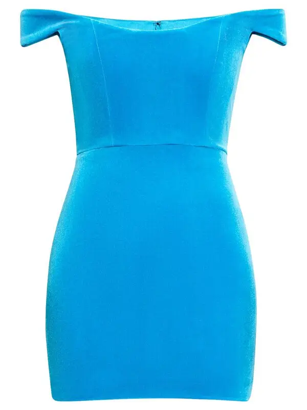 Alex Perry Off-the-shoulder Velvet Mini Dress - Blue