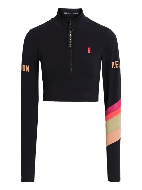 P.E Nation Cropped Striped Top - Black