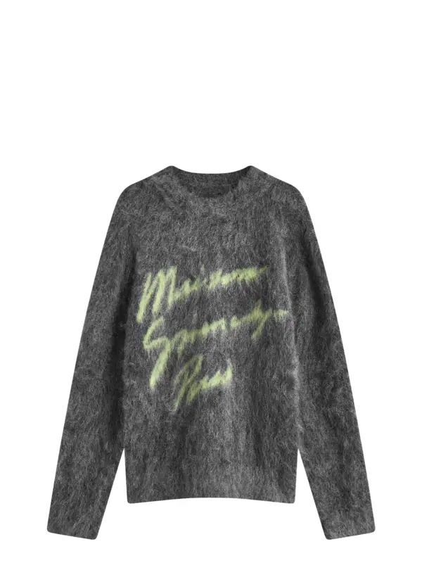 Givenchy Script Logo Crew Neck Sweater - Charcoal