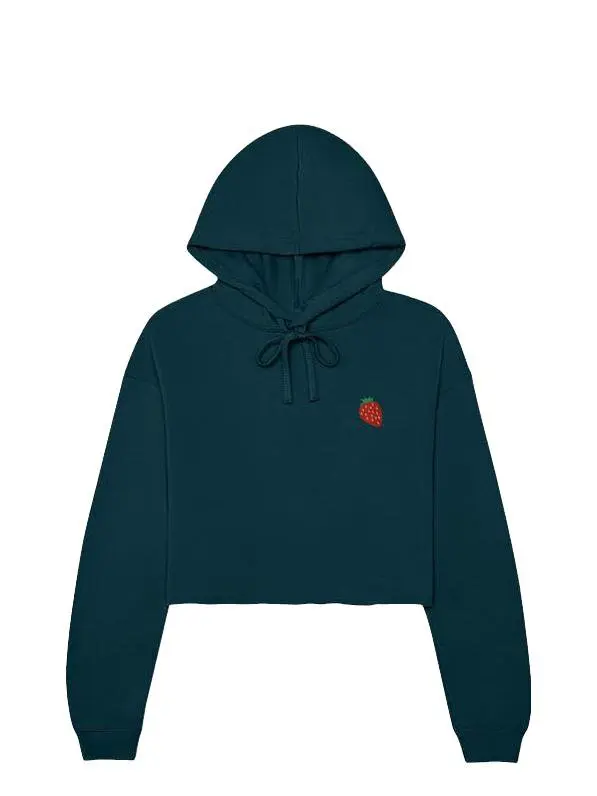 DALIX Strawberry Cropped Fleece Hoodie - Atlantic Green