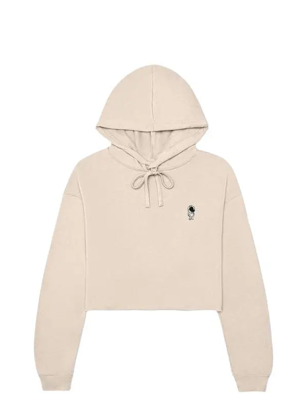 DALIX Astronaut Cropped Fleece Hoodie - Heather Dust