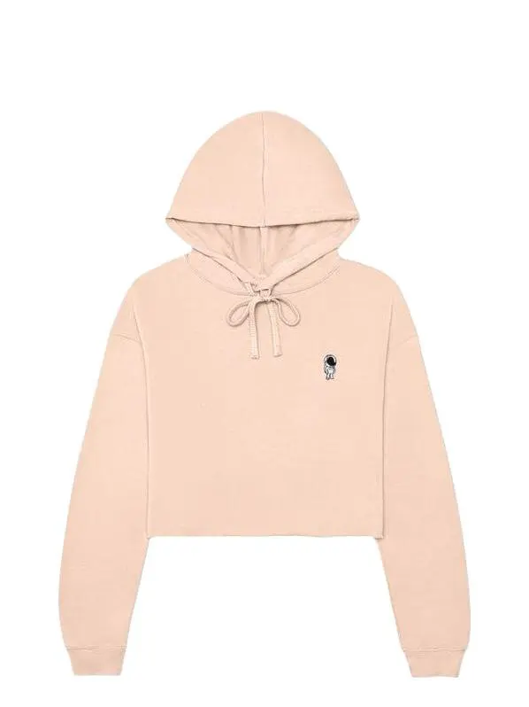 DALIX Astronaut Cropped Fleece Hoodie - Peach