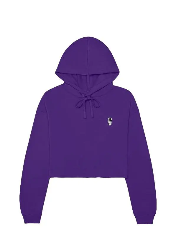 DALIX Astronaut Cropped Fleece Hoodie - Team Purple