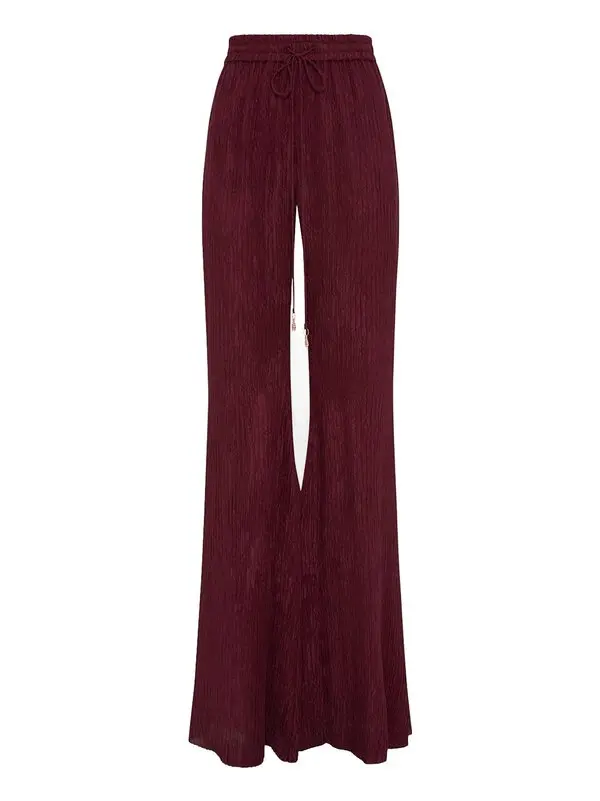 Gabriela Hearst Claude Crinkle Flared Pants - Bordeaux