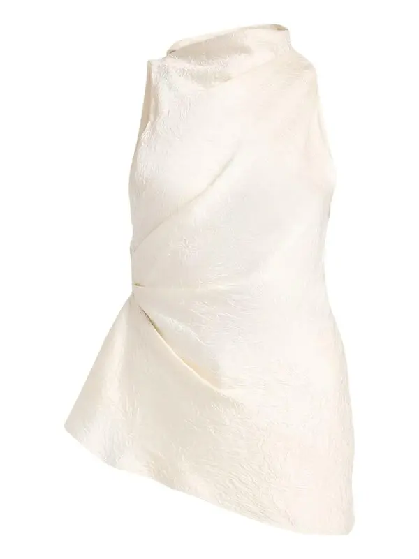 Alexander McQueen Asymmetric Ruched Top - Oyster