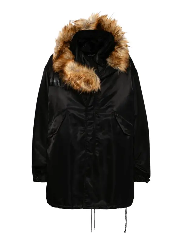 MASTERMIND WORLD Logo Print Parka Coat - Black