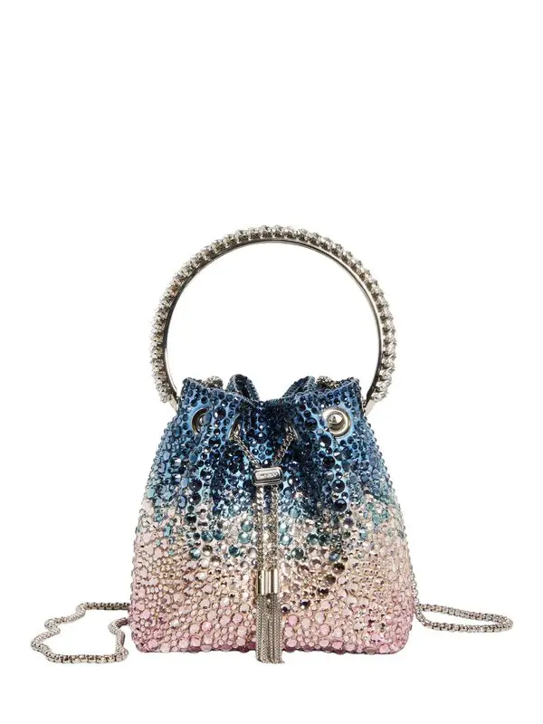 JIMMY CHOO Crystal-embellished Top Handle Pouch - Sunrise Mix