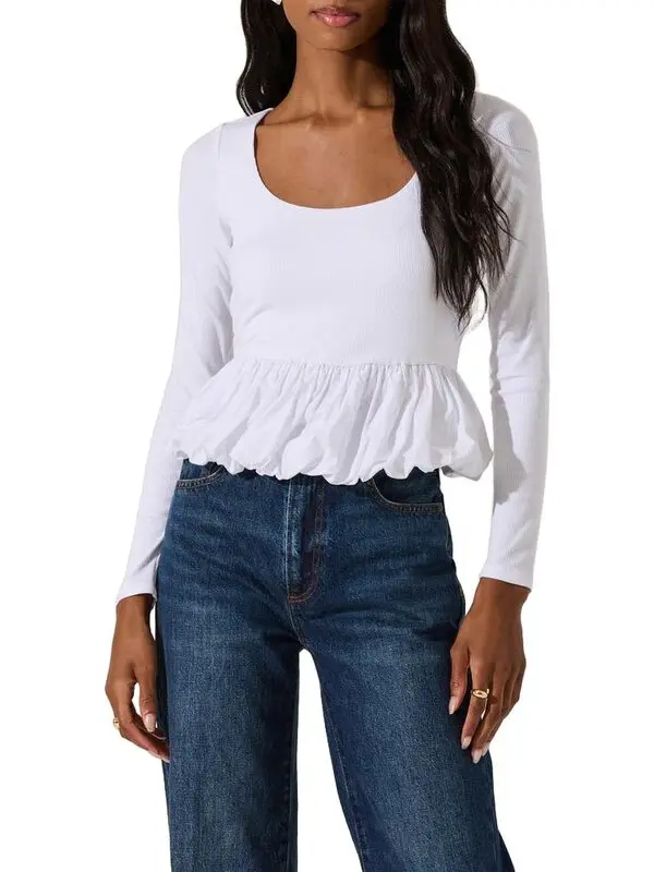 Astr The Label Bubble Peplum Top - White