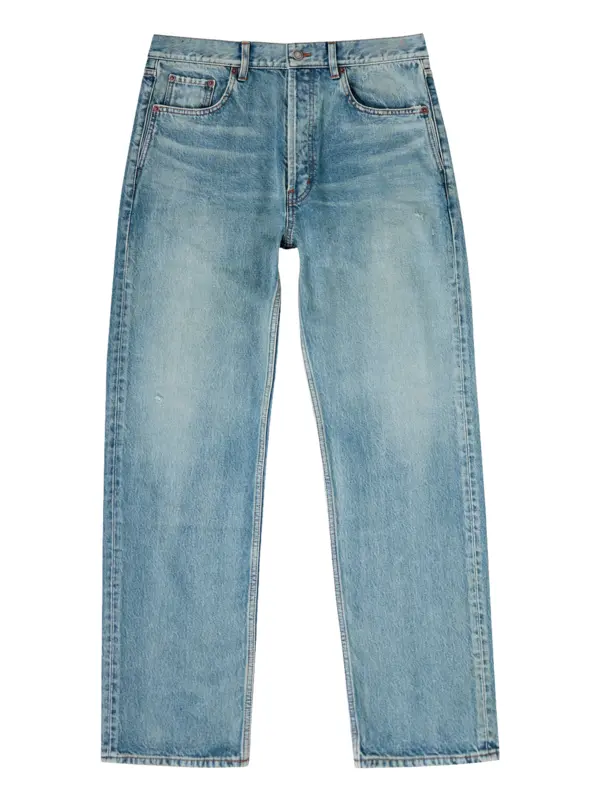 Saint Laurent Distressed Straight-leg Jeans - Blue