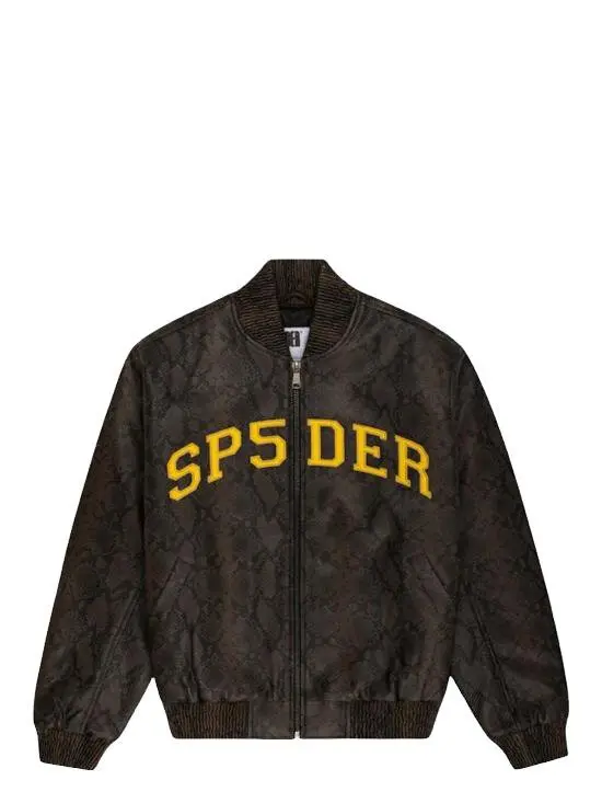 SP5DER Varsity Bomber Jacket - Brown