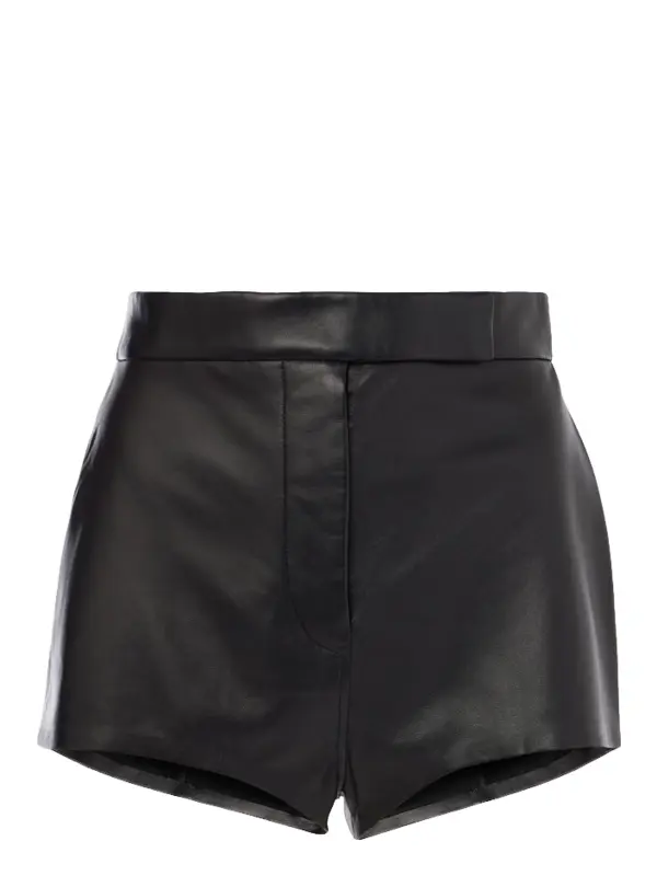 Alex Perry High-rise Leather Shorts - Black
