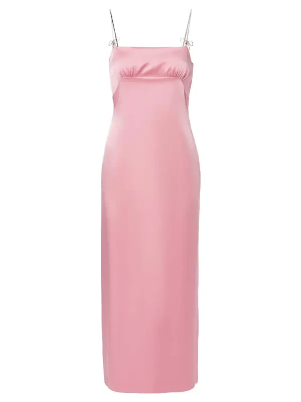 Blumarine Envers Embellished Satin Midi Dress - Pink