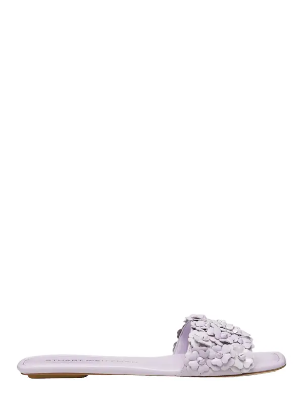 STUART WEITZMAN Meadow Flower Leather Slides - Wisteria