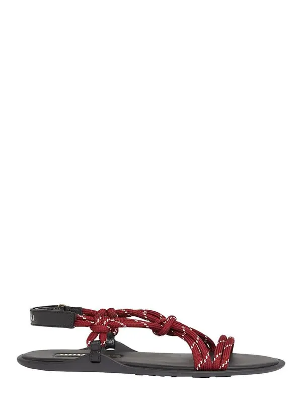 Miu Miu Nastro Rope And Leather Sandals - Amaranto
