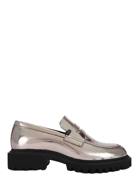All Saints Lola Metallic Loafer - Gunmetal Grey