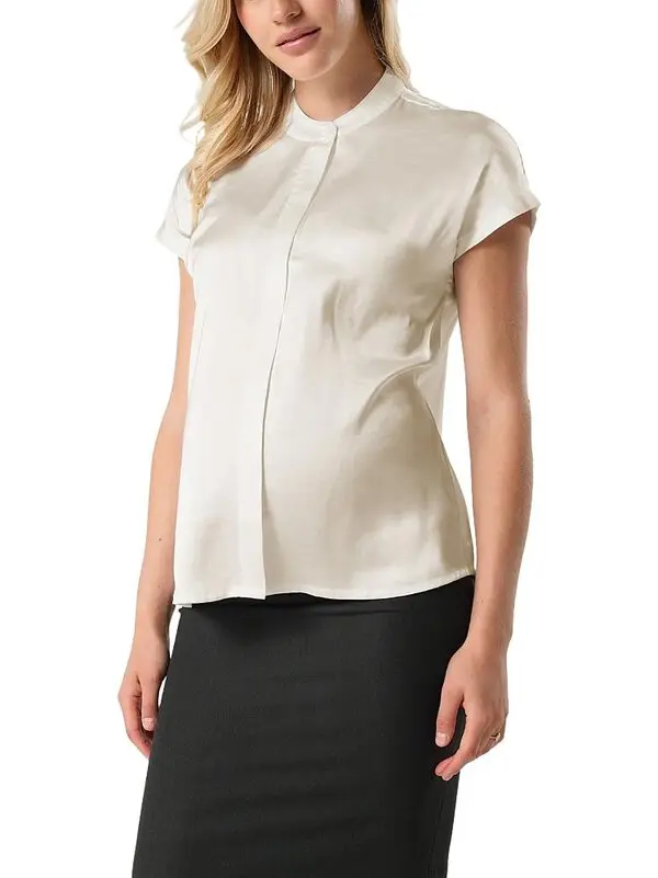 MARION Satin Maternity Nursing Shell Top - Cream