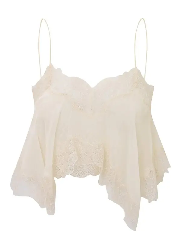 LoveShackFancy Elysia Sheer Silk Top - Ivory