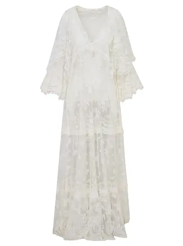 LoveShackFancy Roylan Sheer Maxi Dress - White