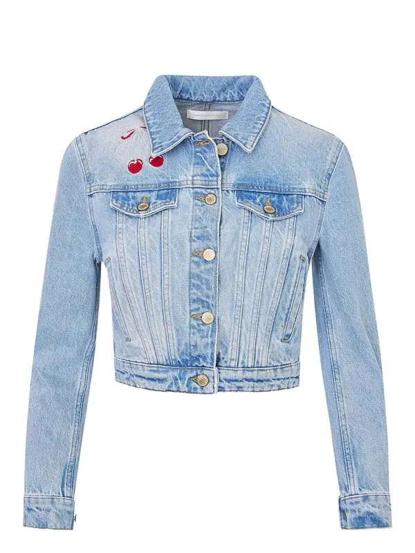 LoveShackFancy Bardot Cotton Denim Jacket - Light Wash
