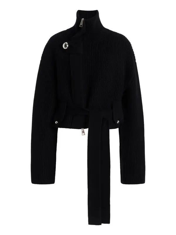 Brandon Maxwell The Neal Belted Cashmere Sweater - Black