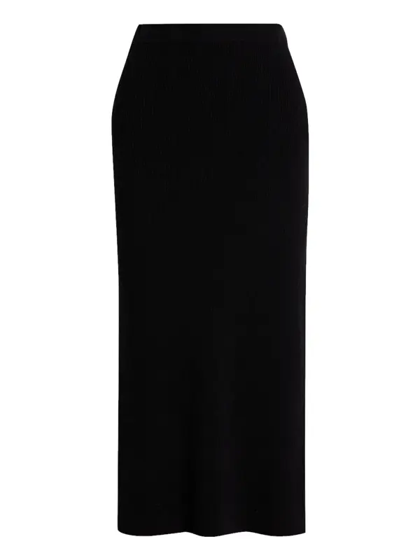 LOULOU STUDIO Aalis Bouclé Knit Midi Skirt - Black