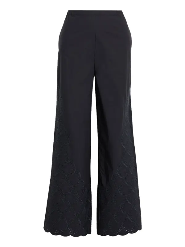LOULOU STUDIO Dulche Broderie Anglaise Wide-leg Pants - Black