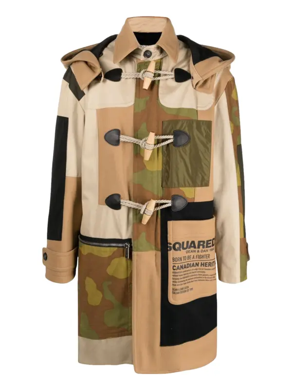 Dsquared2 Patchwork Duffle Coat - Neutrals
