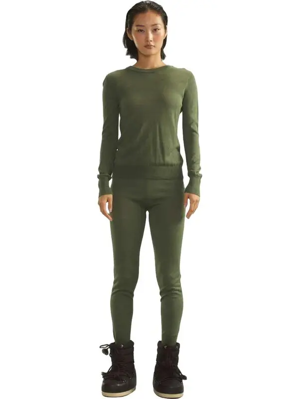 Cynthia Rowley Crewneck Knit Top - Dark Green