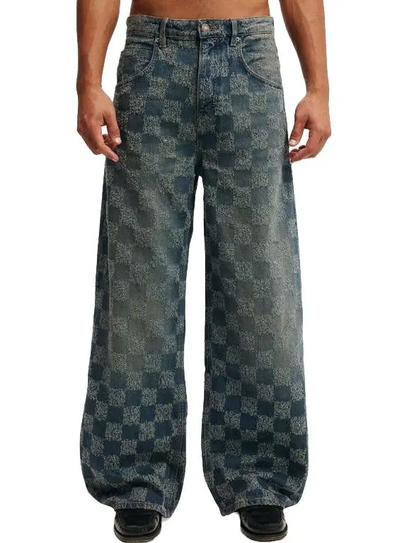 COTTON ON Super Baggy Balloon Jean - Check Up Blue