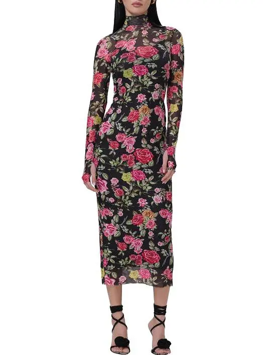 AFRM Shailene Mesh Dress - Wallpaper Rose