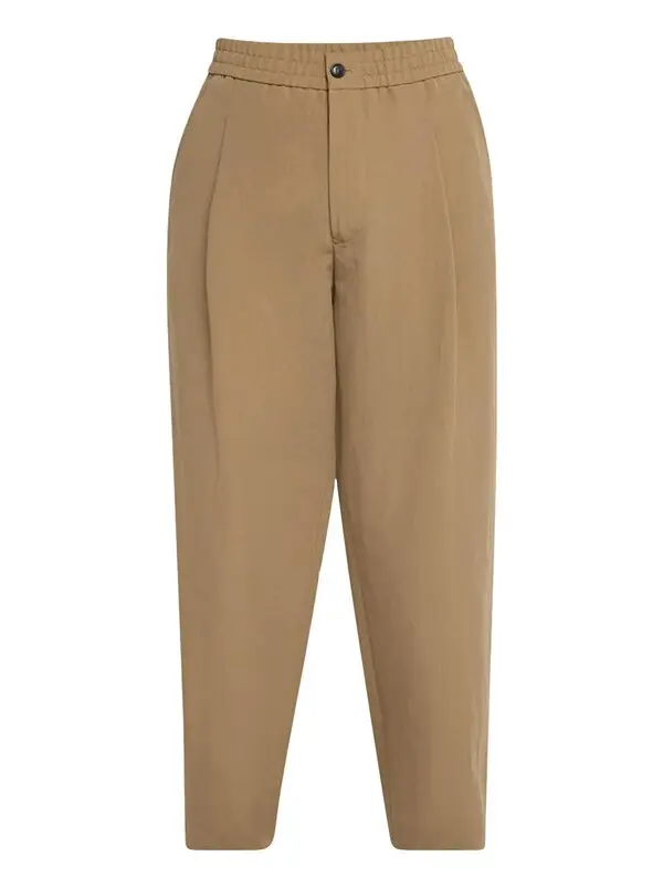 Giorgio Armani Pleated Linen-cotton Trousers - Beige