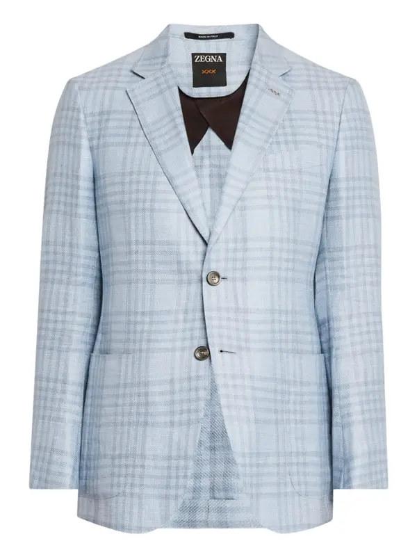 Zegna Large Check Sport Coat - Br Blu Ck