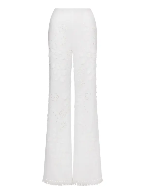 Alberta Ferretti Embroidered Palazzo Pants - White