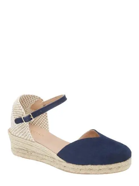 Cordani Elliana Ankle Strap Espadrille Wedge - Navy Suede
