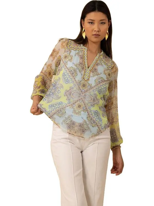 Hale Bob Renata Silk Top - Blue