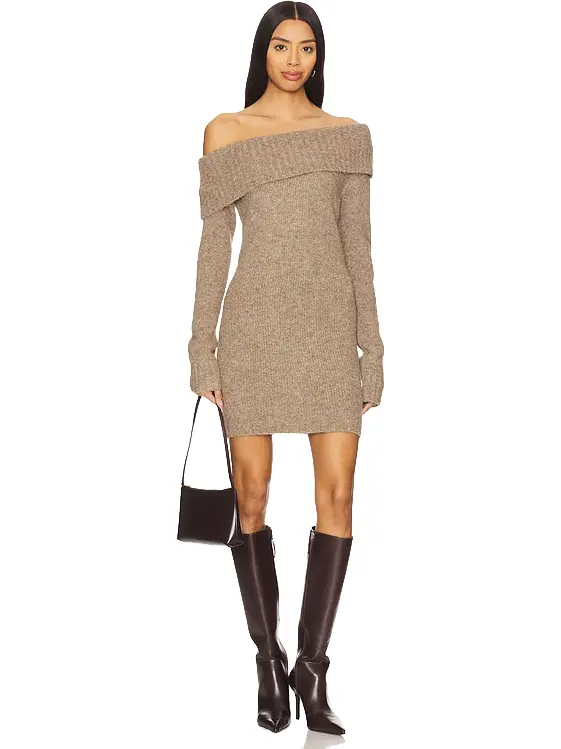 Astr The Label Leya Sweater Dress - Taupe