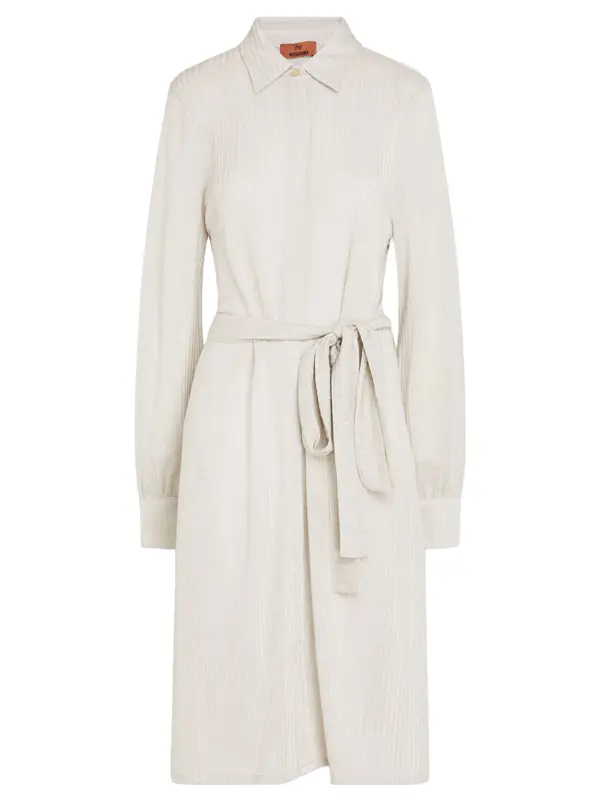 Missoni Metallic Crochet-knit Shirt Dress - Ecru