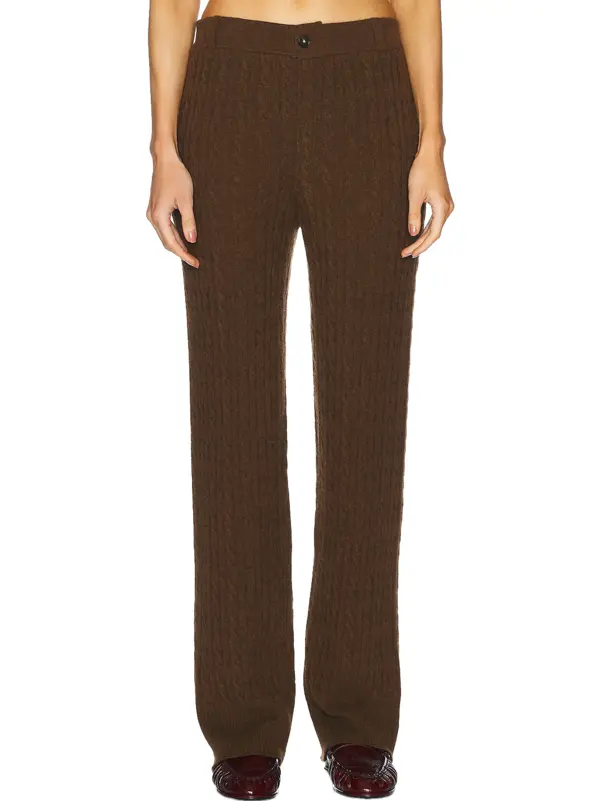 Guest In Residence Cable Cashmere Trouser - Chestnut