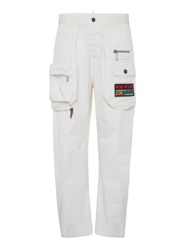 Dsquared2 Tapered Cargo Trousers - White