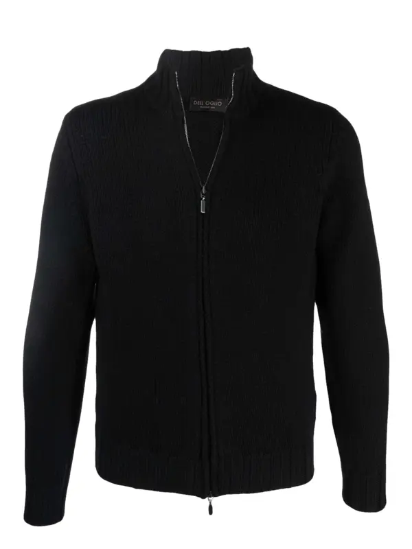 DELL'OGLIO Knitted Zip-up Jumper - Black