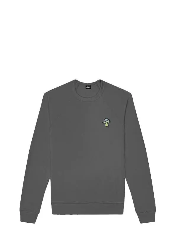 DALIX Mushroom Fleece Crewneck Sweatshirt - Asphalt Gray