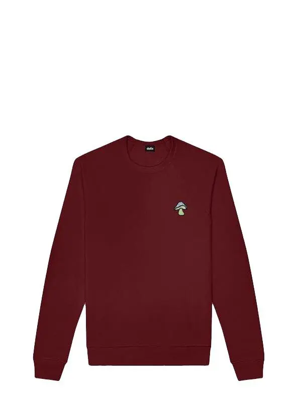 DALIX Mushroom Fleece Crewneck Sweatshirt - Maroon