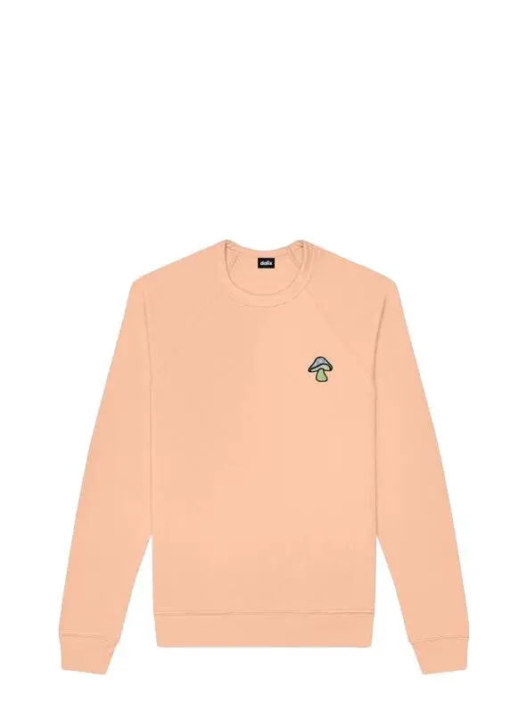 DALIX Mushroom Fleece Crewneck Sweatshirt - Peach