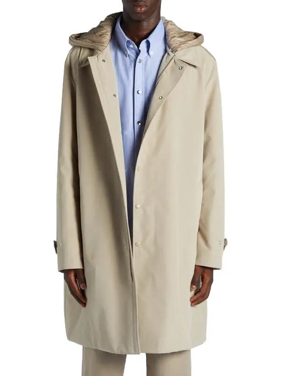 Moncler Miroir Coat With Removable Hood - Stone