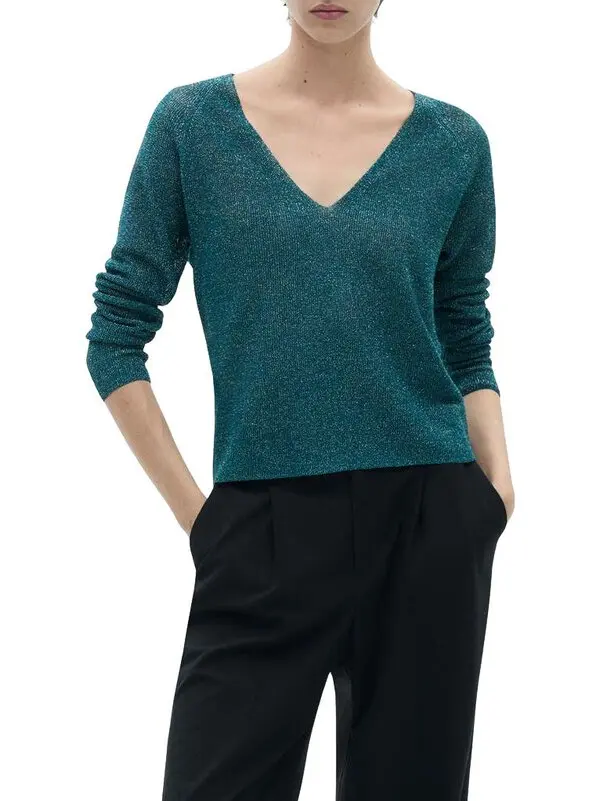 Mango Metallic Sweater - Green