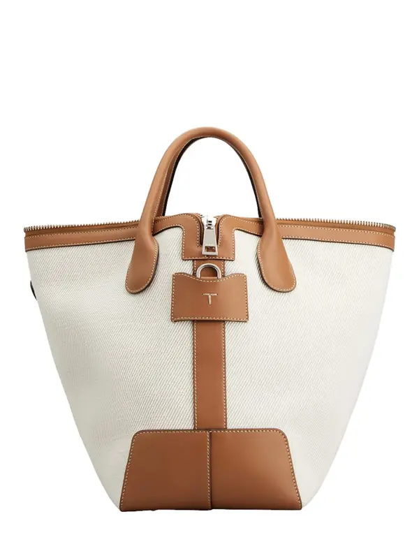 TOD'S Di Swing Canvas Shopper Tote Bag - Bianco Calce
