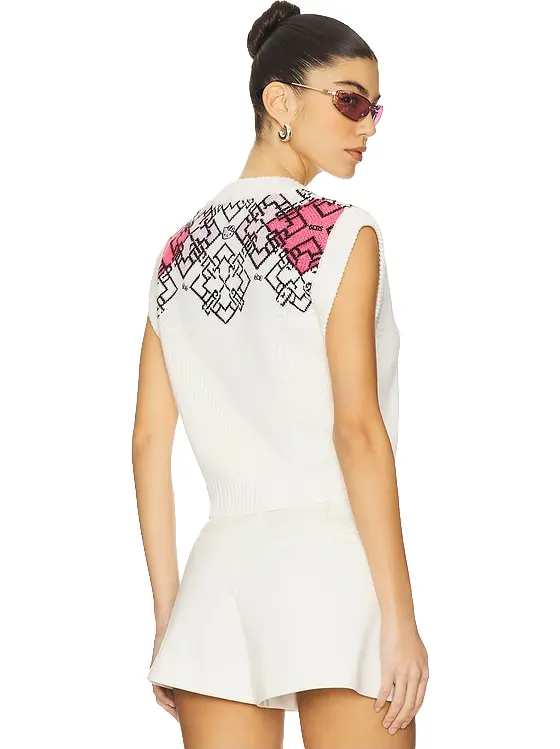 Gcds Hello Kitty Argyle Gilet - Off White