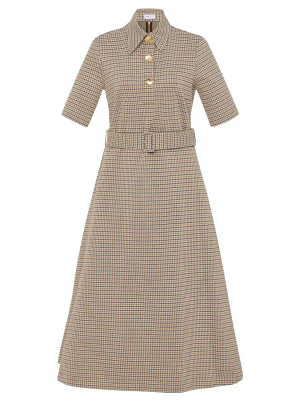 Rosetta Getty Check-pattern Midi Dress - Neutrals