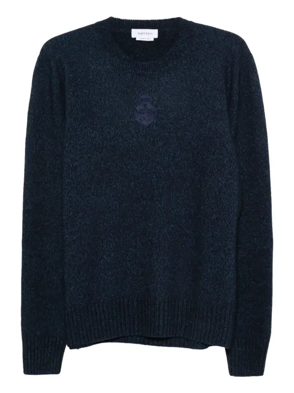 Alexander McQueen Skull-embroidered Sweater - Blue